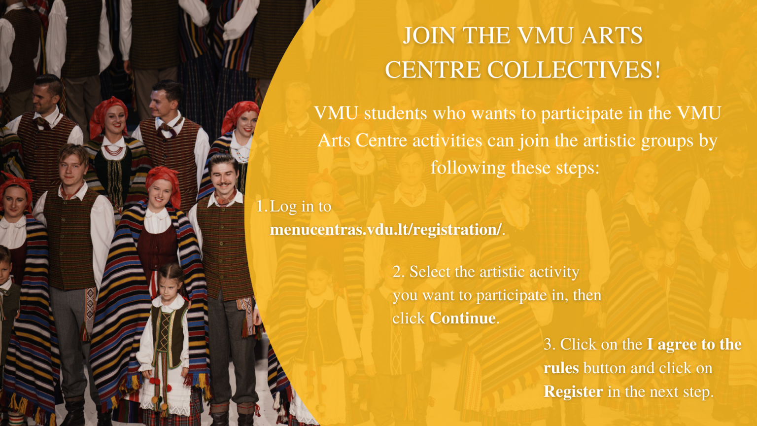 Registration for VMU Arts Centre collectives is now open - VDU Menų centras